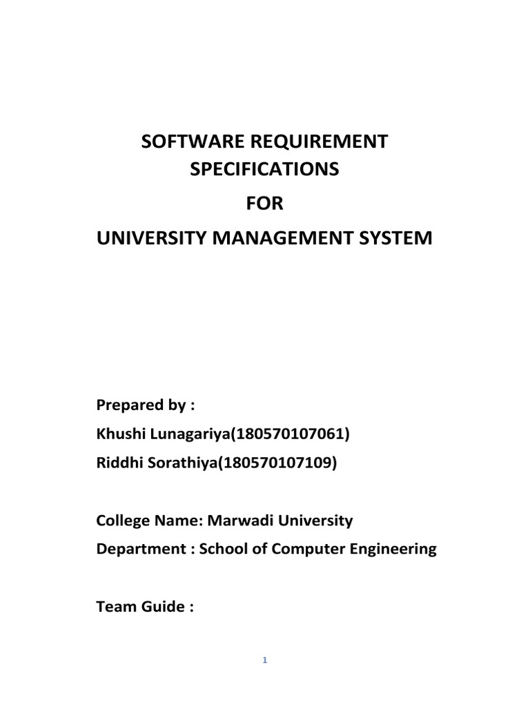 Software Requirement Specifications | PDF | Specification (Technical ...