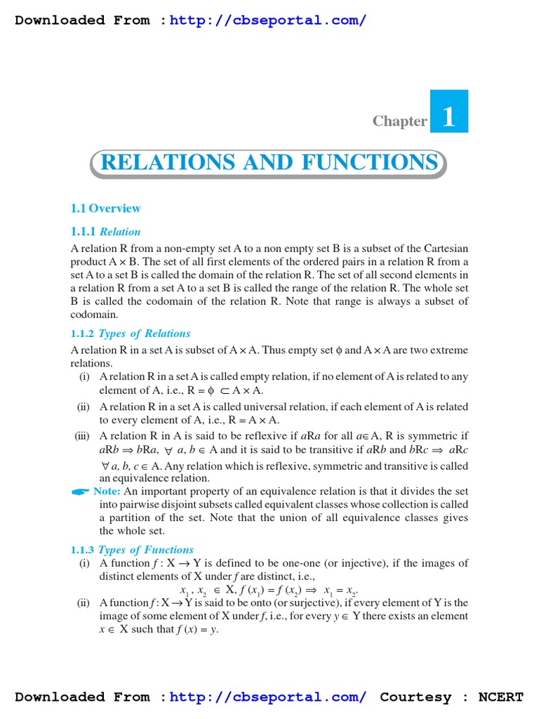 Relations and Functions: Relation | PDF | Function (Mathematics) | Set ...