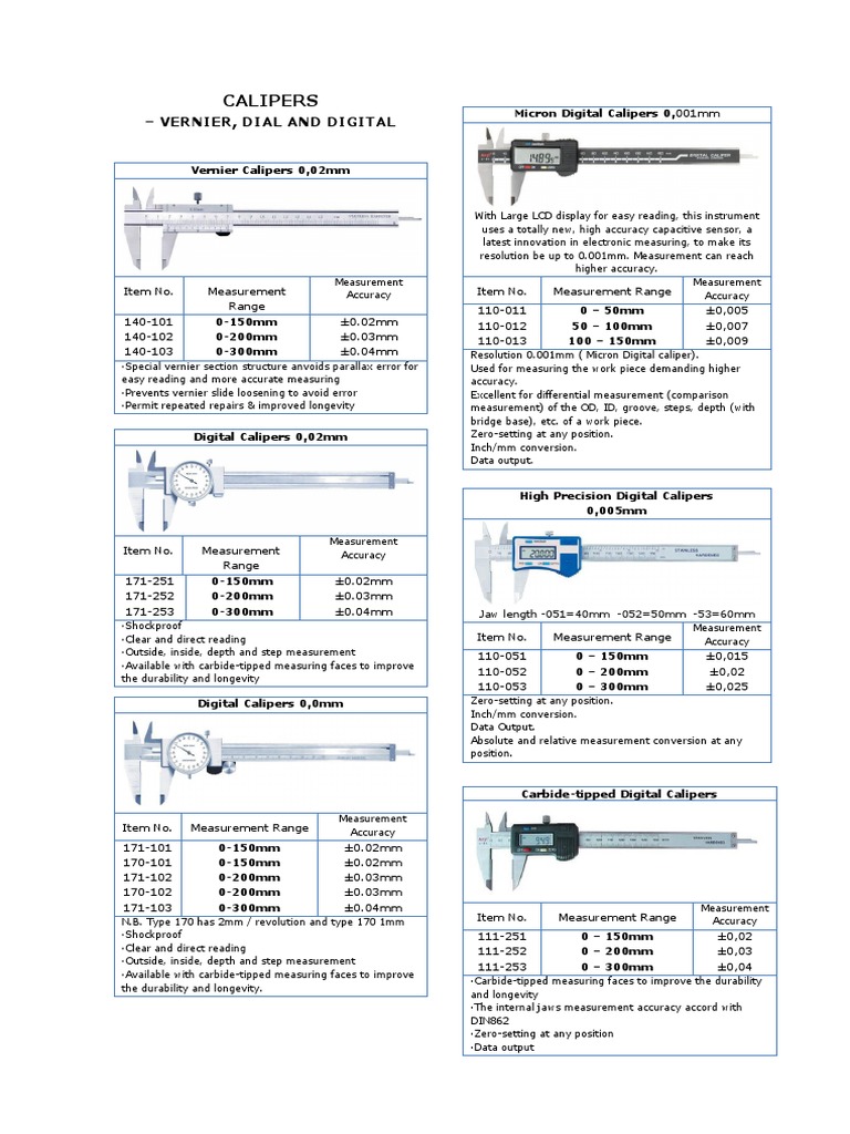 Calipers: - Vernier, Dial and Digital | PDF | Metrology | Nature