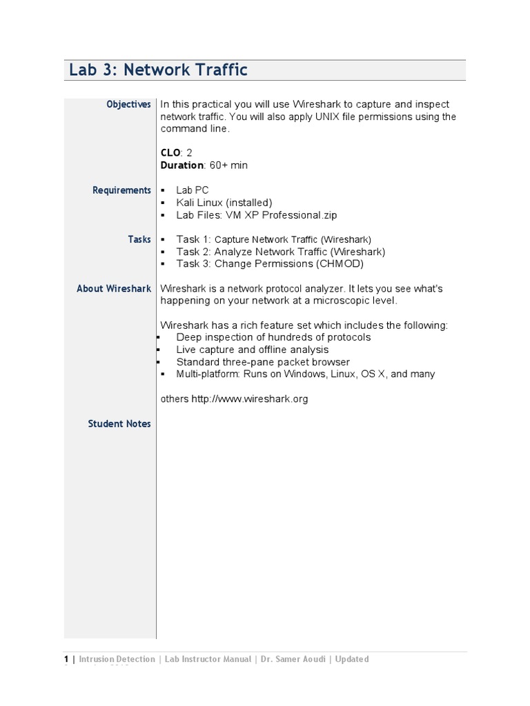 Wireshark Network Traffic Analysis Lab | PDF | Transmission Control ...