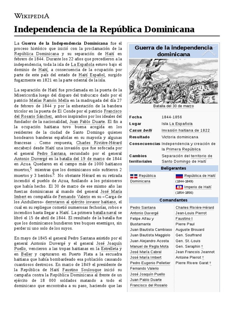 Independencia de La República Dominicana | PDF | República Dominicana ...