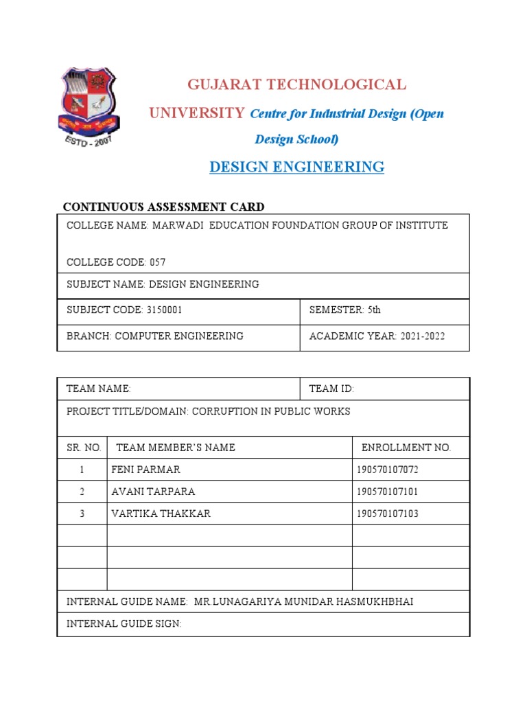 De - Continuous Assessment Card - Format | Download Free PDF ...