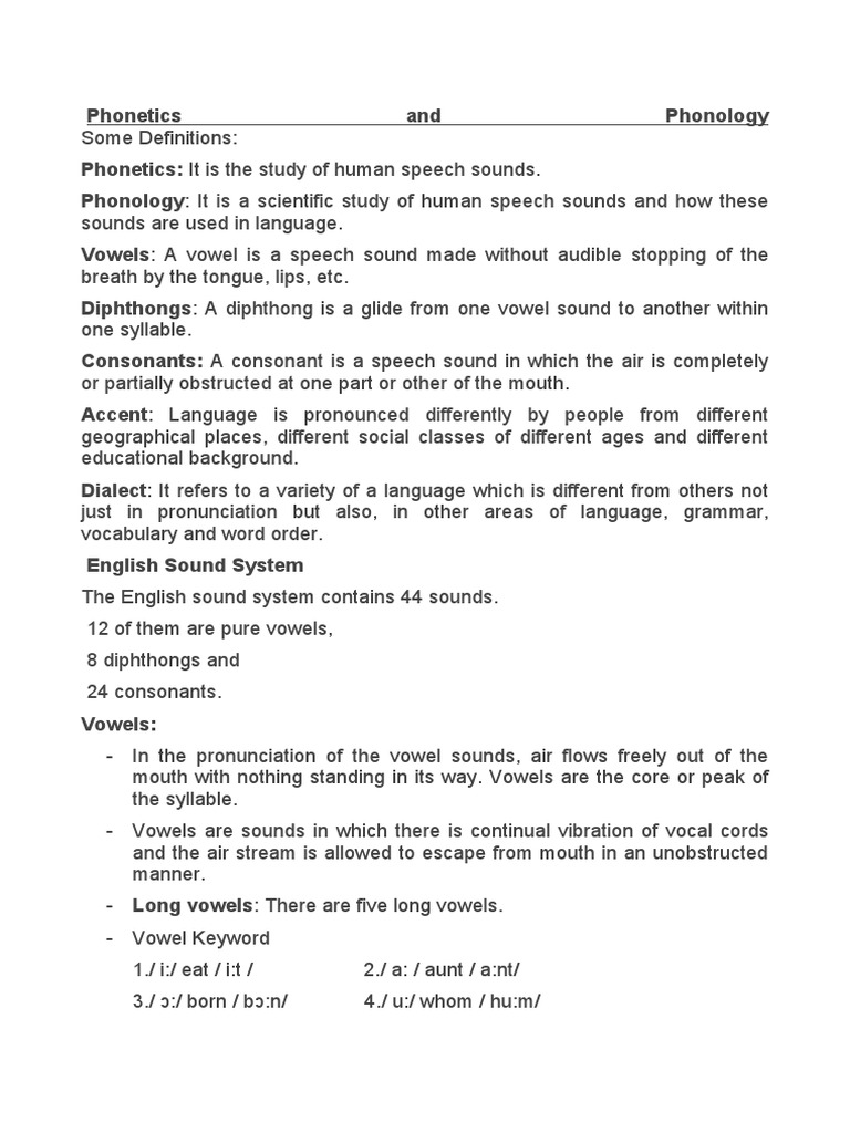 Phonetics and Phonology REVISION 2021 | PDF | Consonant | Vowel