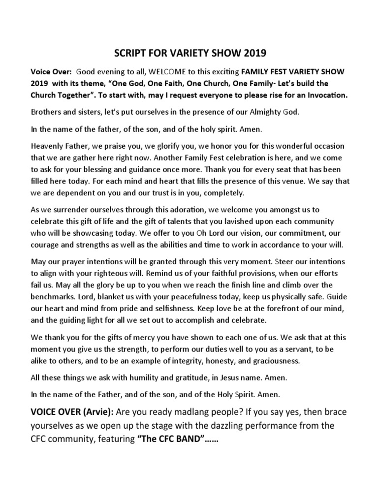 Script For Variety Show | PDF | Religion And Belief | Entertainment ...
