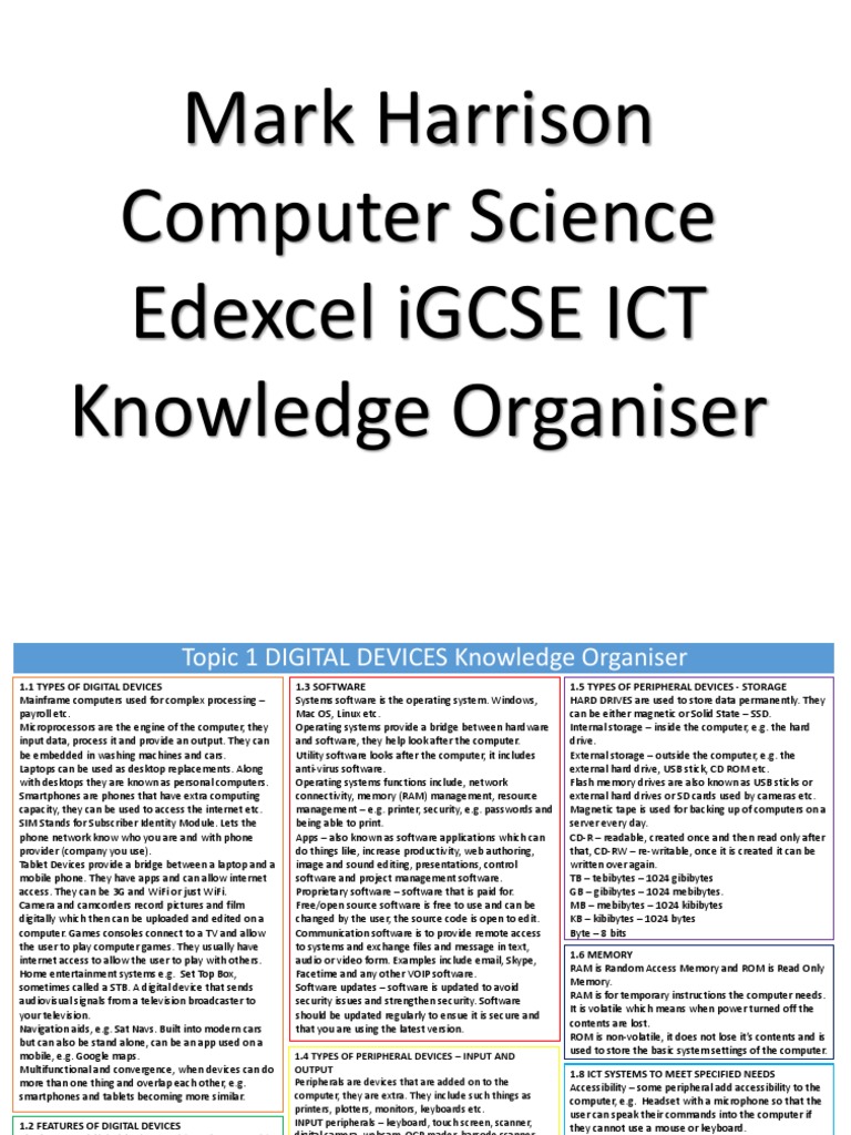 ICT Knowledge Organisers Mark Harrison Computer Science | PDF ...