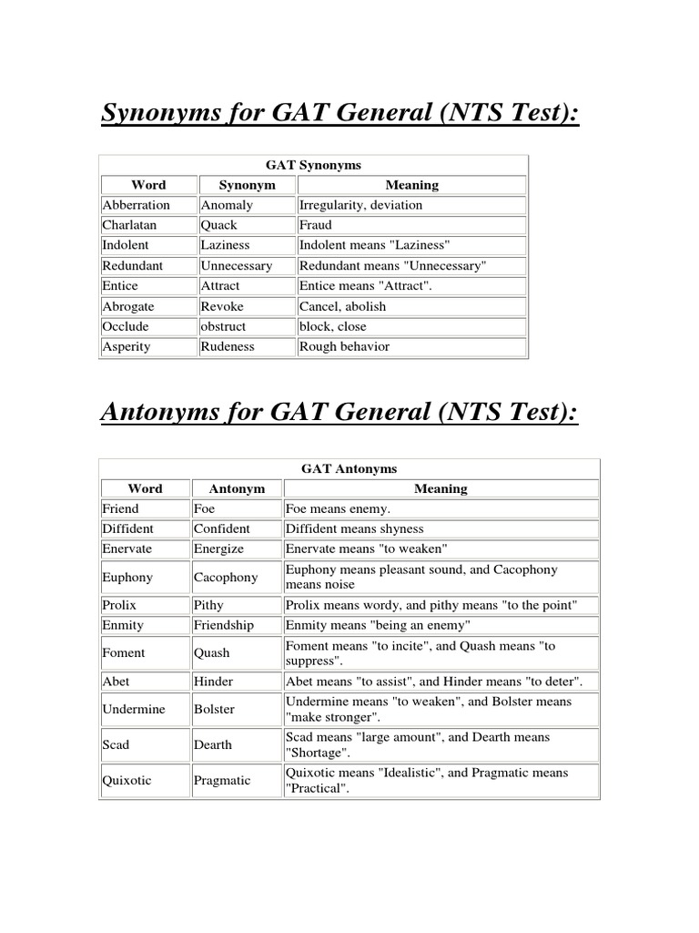 Synonyms For GAT General (NTS Test) | PDF | Stars | Supernova