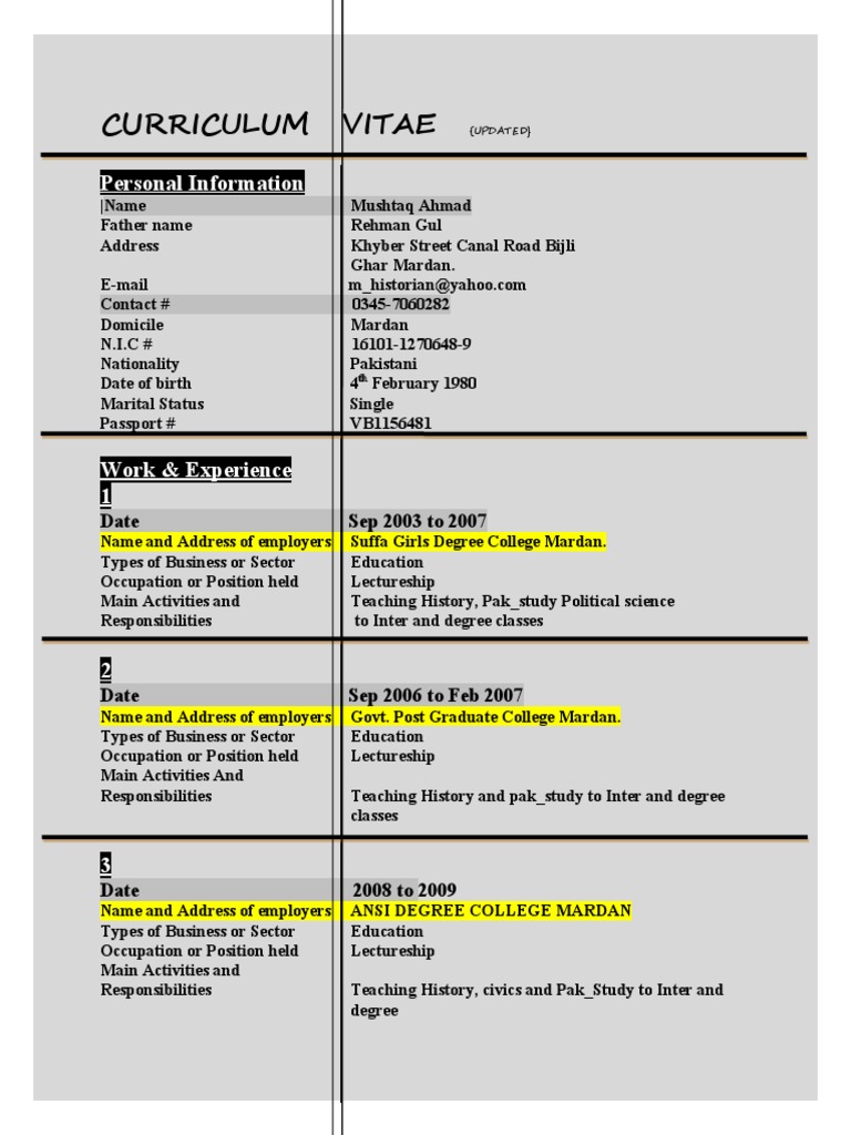 Curriculum Vitea P.G.C.M | PDF | Further Education | Science
