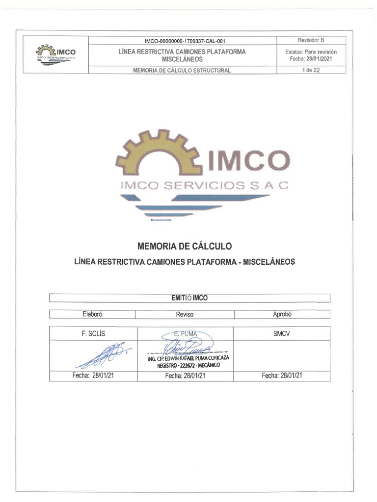 Imco 00000000 1700337 Cal 001 | PDF | Ingeniería estructural | Ingeniería