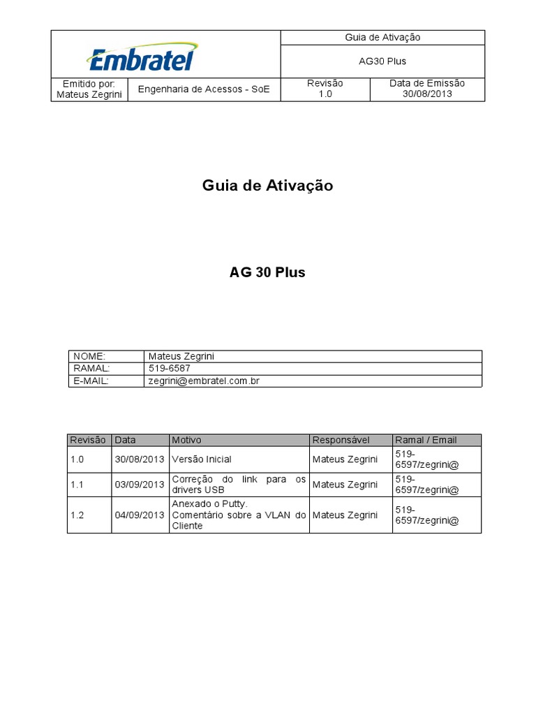 Guia de Ativação Do GW AG30 Plus | PDF | Protocolo de início de sessão ...
