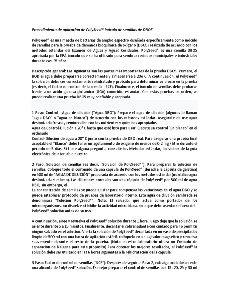 Procedimiento de Aplicación de PolySeed | PDF | Agua | Química