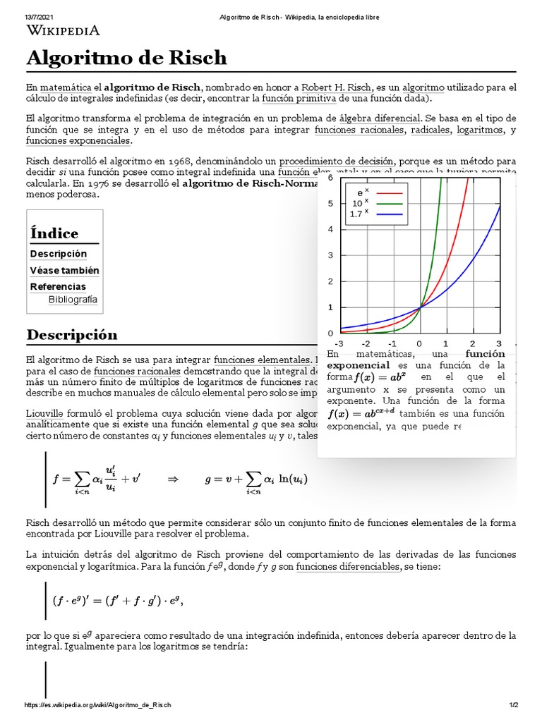 Algoritmo de Risch | PDF | Análisis matemático | Objetos matemáticos