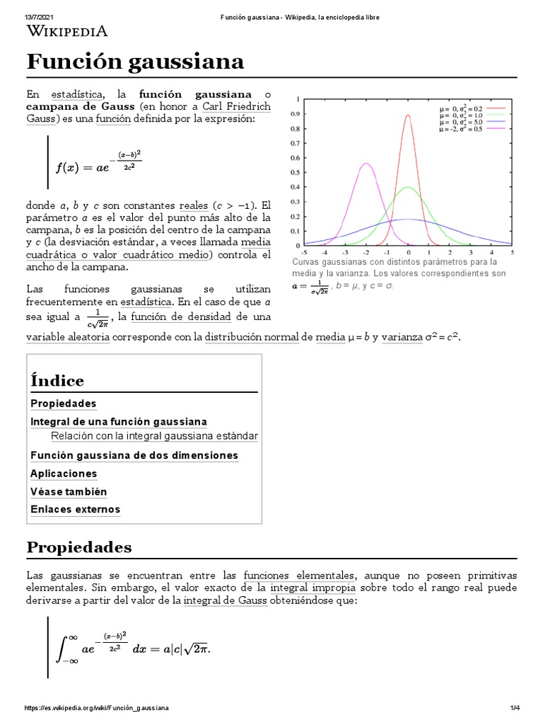 Función Gaussiana | PDF | Distribución normal | Análisis matemático