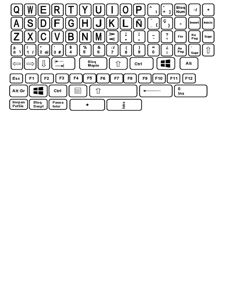 Layout De Teclado De Notebook Para Imprimir Teclado Ordenador Para