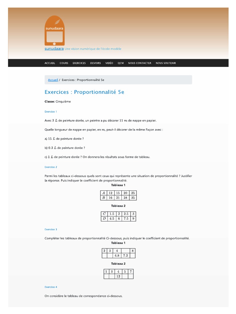 Exercices Proportionnalite 5e | PDF