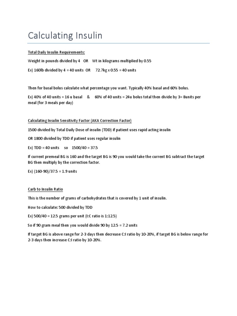 Calculating Insulin | PDF