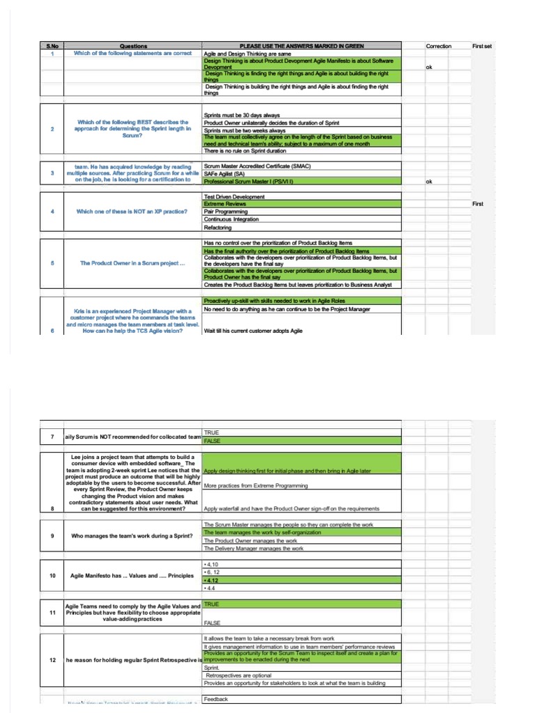 PDF Agile E0 Key With Answers PDF | PDF | Scrum (Software Development) | Agile Software Development