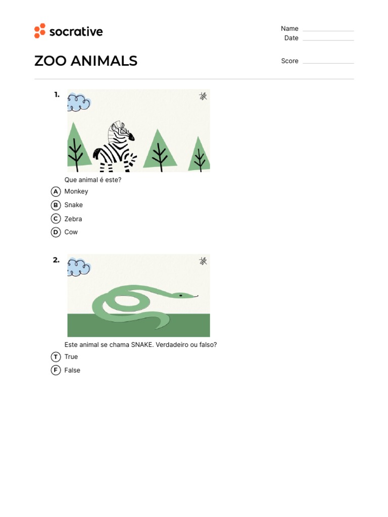 Quiz Zoo Animals | PDF