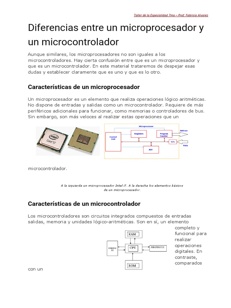 Diferencias Entre Un Microprocesador y Un Microcontrolador | PDF | Microcontrolador ...