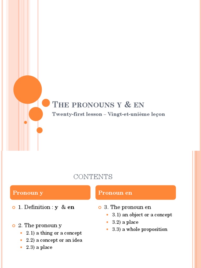 Understanding French Pronouns Y and EN | PDF | Noun | Pronoun