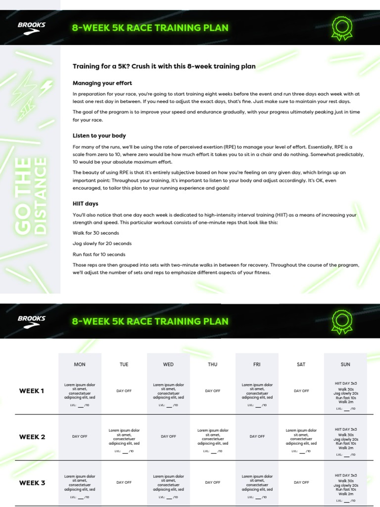 8-Week 5k Race Training Plan-Sheets | PDF | High Intensity Interval ...