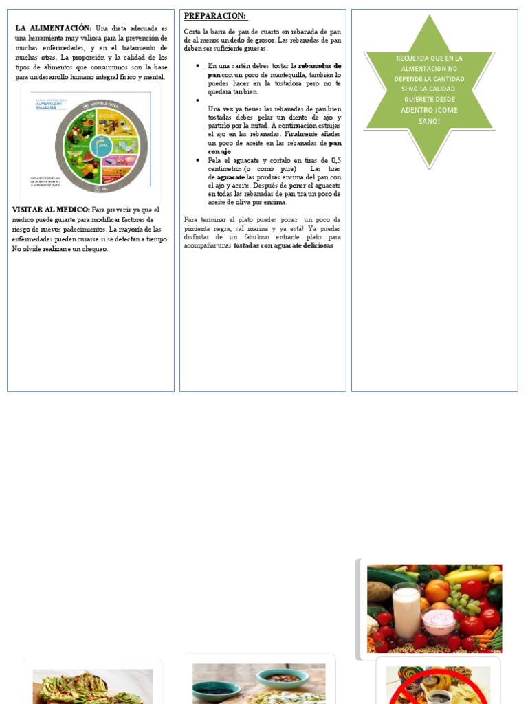 Triptico Comida Saludable | PDF | Cilantro | Panes