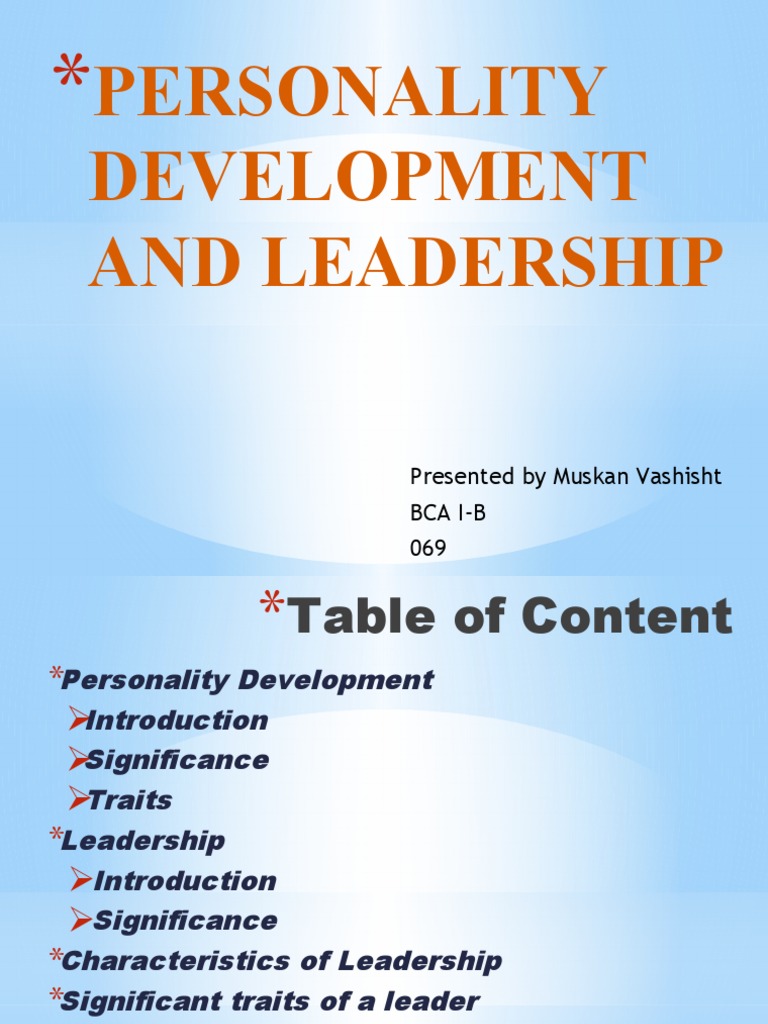 Personality Development and Leadership | PDF | Leadership | Social ...