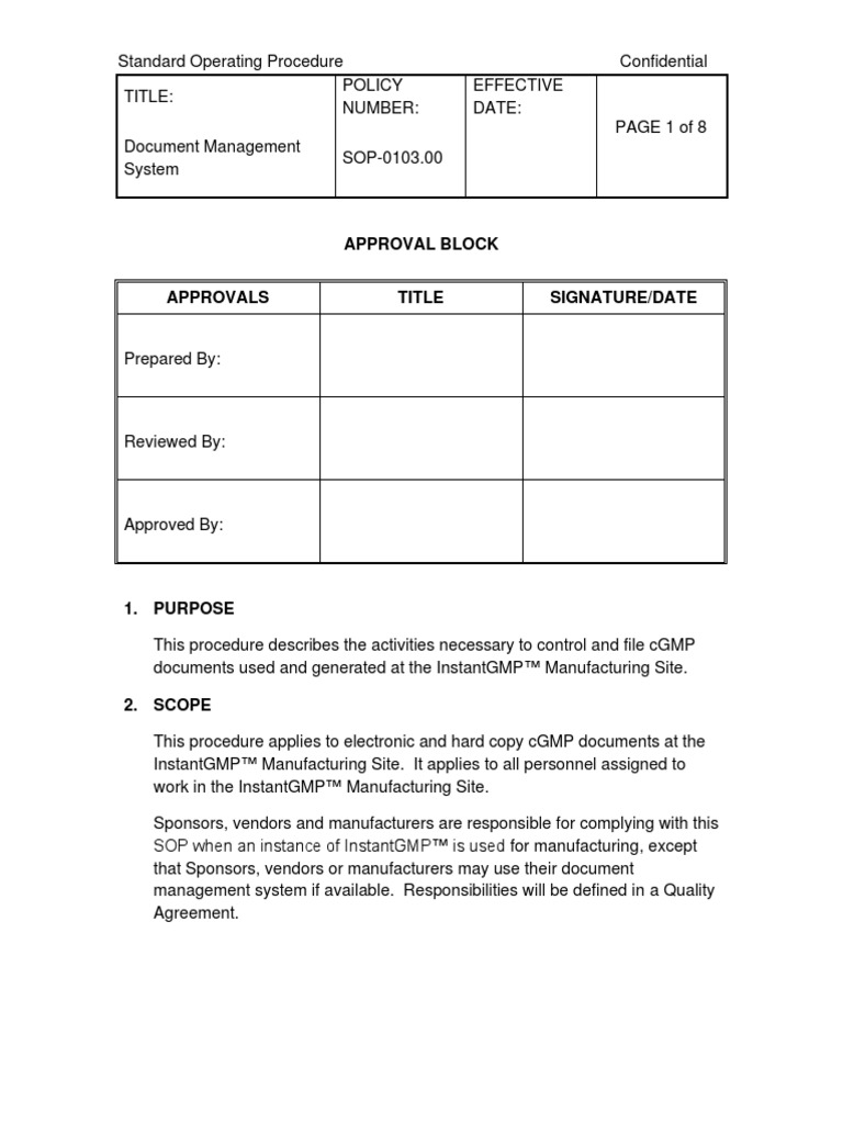 SOP 0103 Document Management System 1 | PDF | Document | Computer File