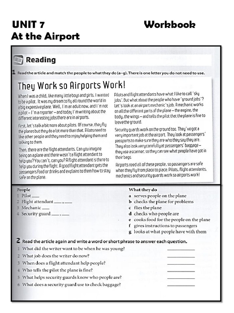 Airport Workbook Unit 7 | PDF