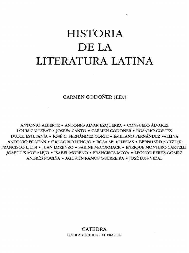 Codoñer, Carmen (Ed.) - Historia de La Literatura Latina Catulo y ...