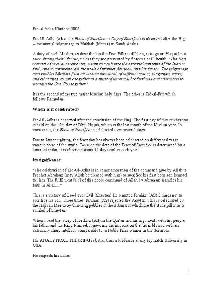 The Story of Prophet Ibrahim (AS) and the Significance of Eid ul Adha ...