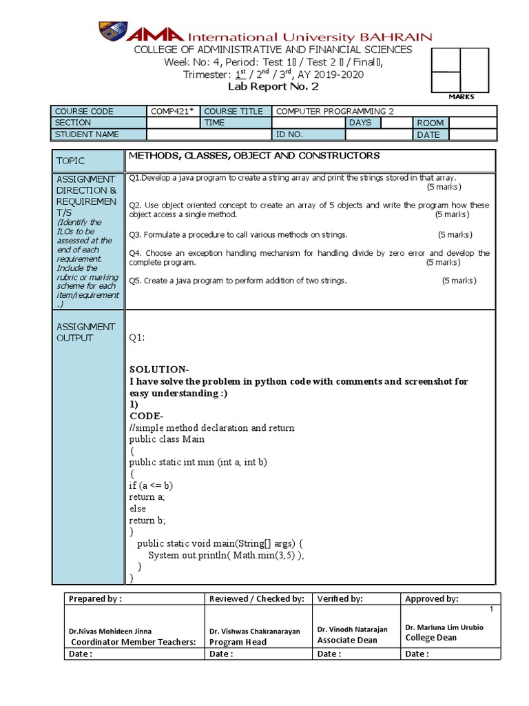 COMP421star Lab Report 2 | PDF | Constructor (Object Oriented Programming) | Programming