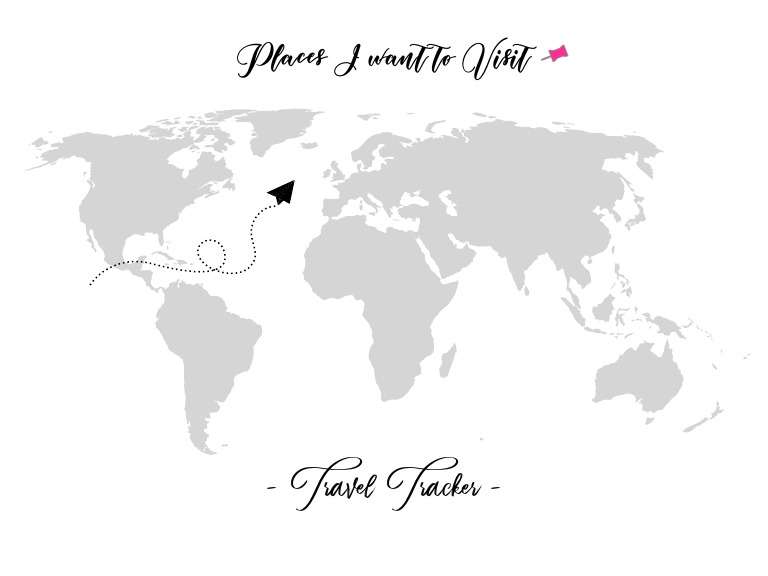 Travel Tracker (Map of The World) Printable | PDF