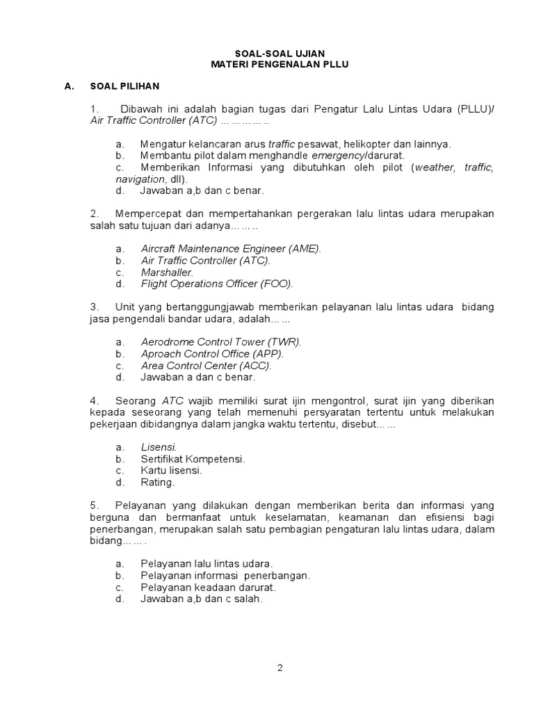 Soal Ujian Materi Pllu | PDF