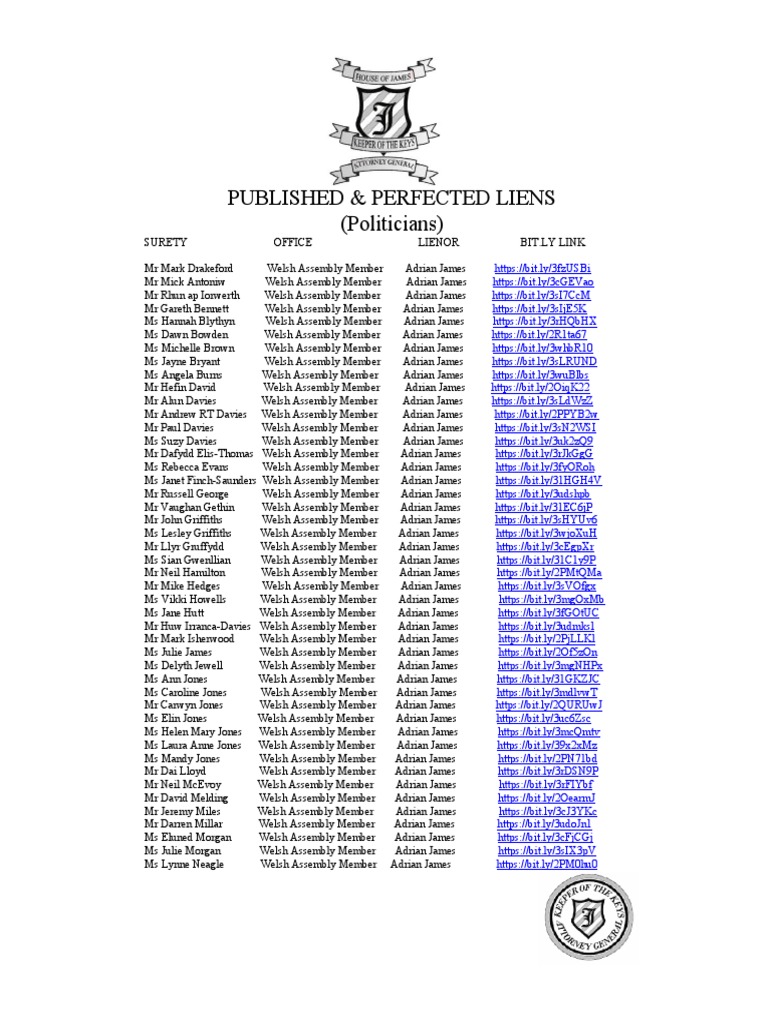 Published Perfected Liens July 1, 2021 RIP Baron David Ward | PDF ...