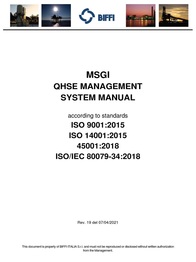 Qhse Management System Manual: ISO 9001:2015 ISO 14001:2015 45001:2018 ...