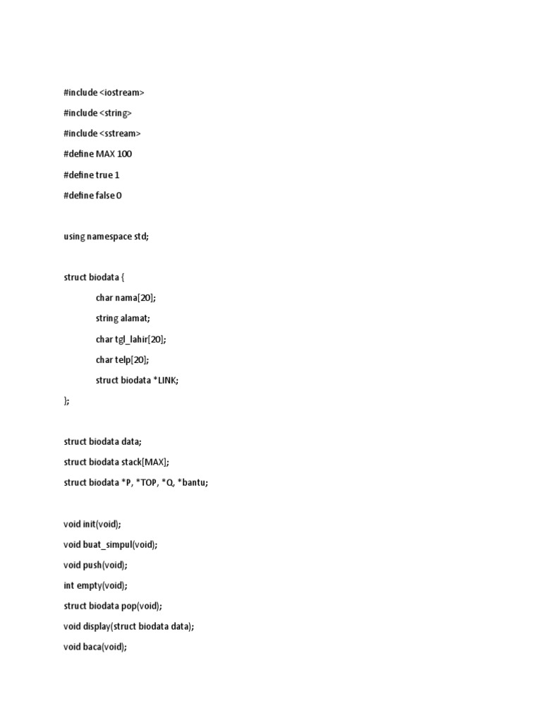 Kodingan Implementasi Stack DGN Single Linked List | PDF