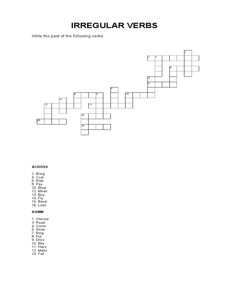 Irregular Verbs Puzzle 3 | PDF