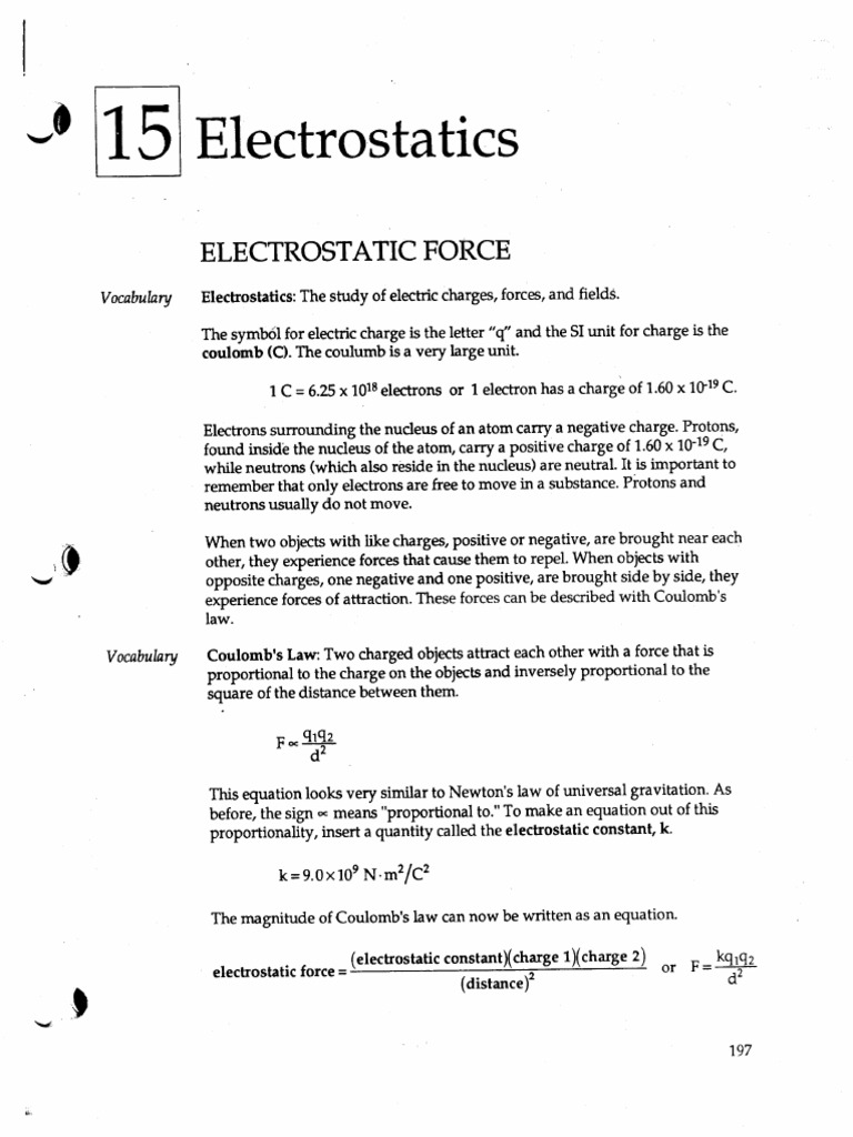 Electrostatics: Electrostatic Force | PDF | Electric Charge | Electric Field