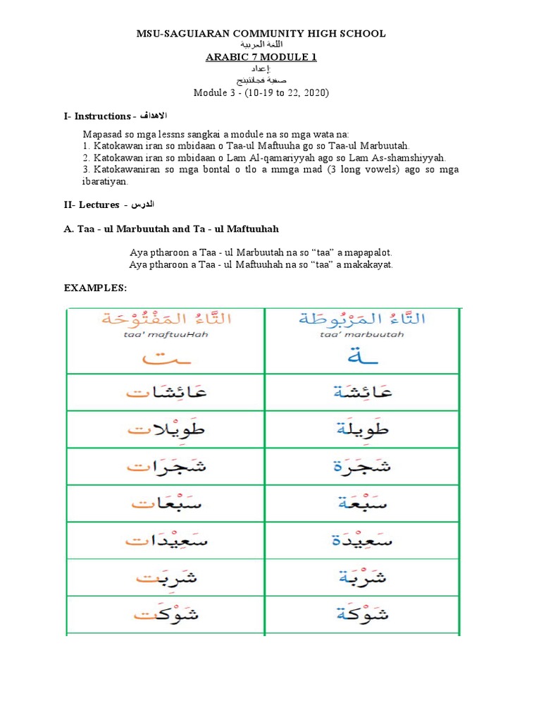 Arabic Language Module 1 Guide | PDF | Languages Of Asia | Human Voice
