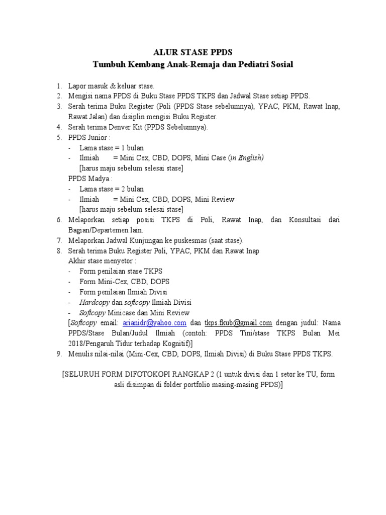 Prosedur Stase PPDS di Poli TKPS | PDF | Kajian Bahasa Asing ...