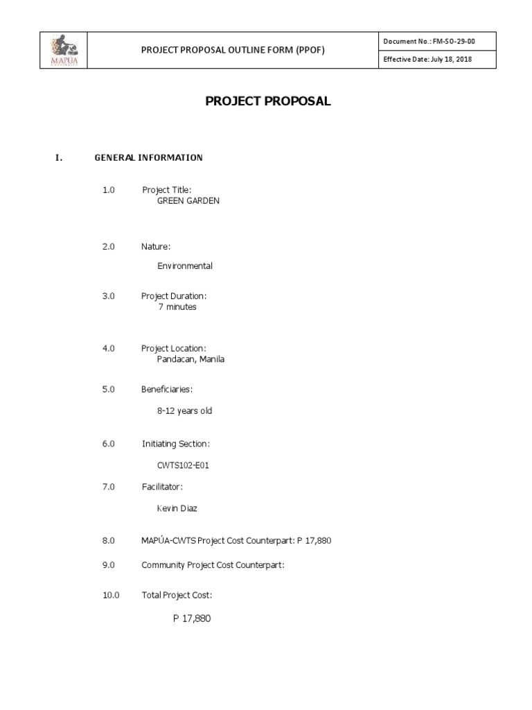 Green Garden Project Proposal Outline | PDF | Agriculture ...