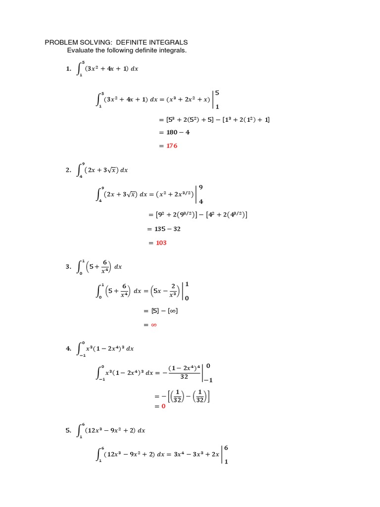 Solved Problems in Definite Integrals | PDF | Applied Mathematics | Theoretical Computer Science