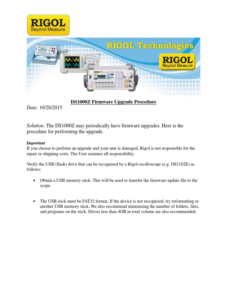 DS1000Z Firmware Update Instructions | PDF | Usb Flash Drive | Flash Memory