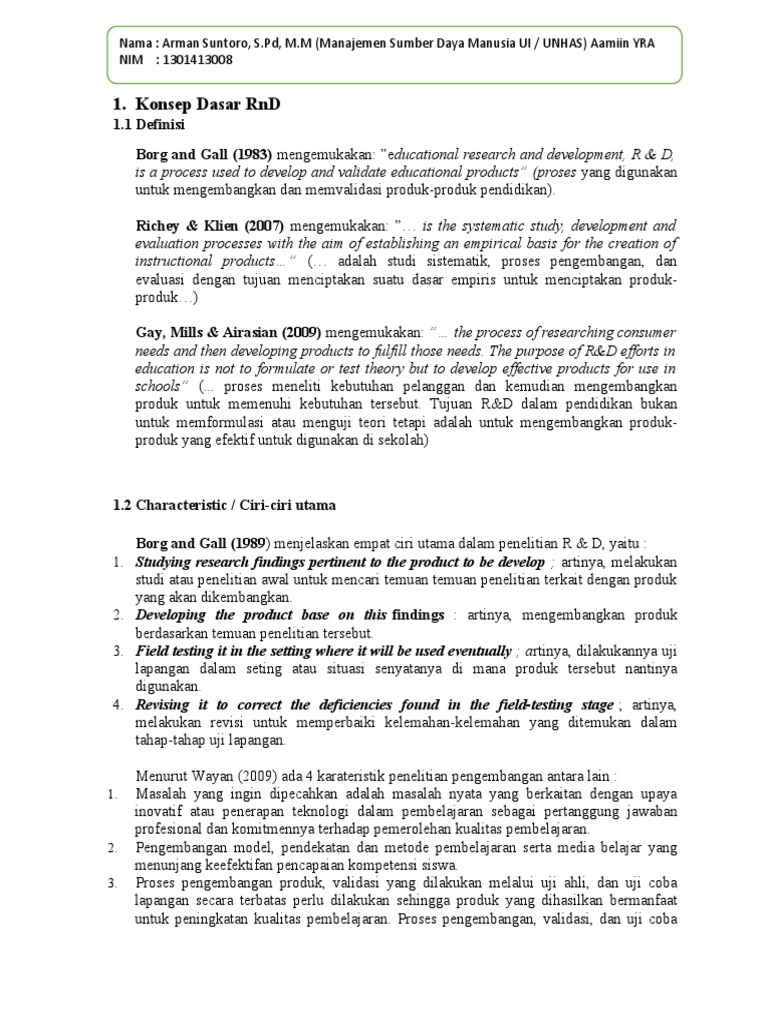 Karakteristik dan Langkah-langkah Penelitian Pengembangan (Research and Development) | PDF