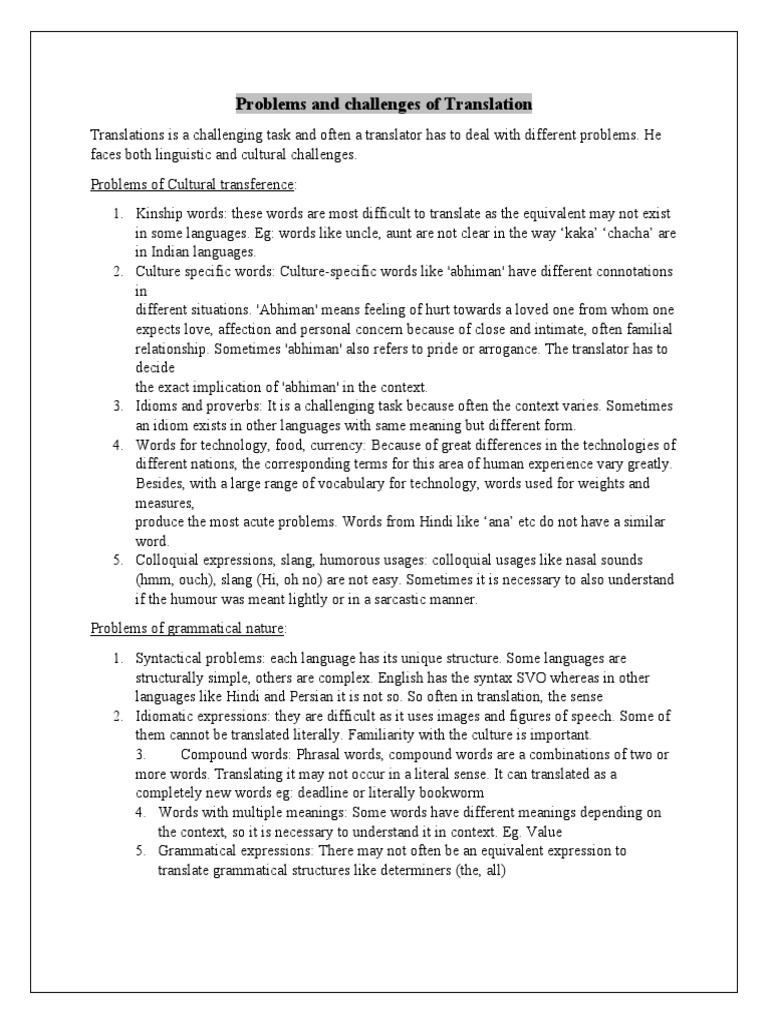 Problems and Challenges of Translation | PDF | Translations | Poetry