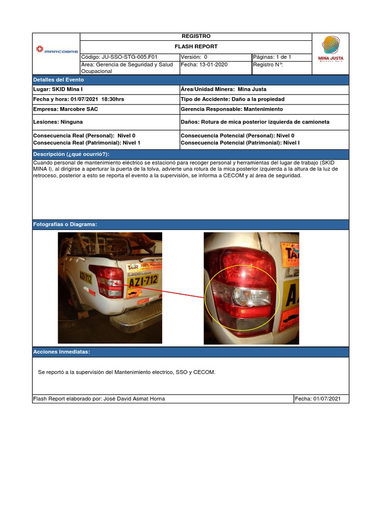 Flash Report PD MANTENIMIENTO - MARCOBRE | PDF