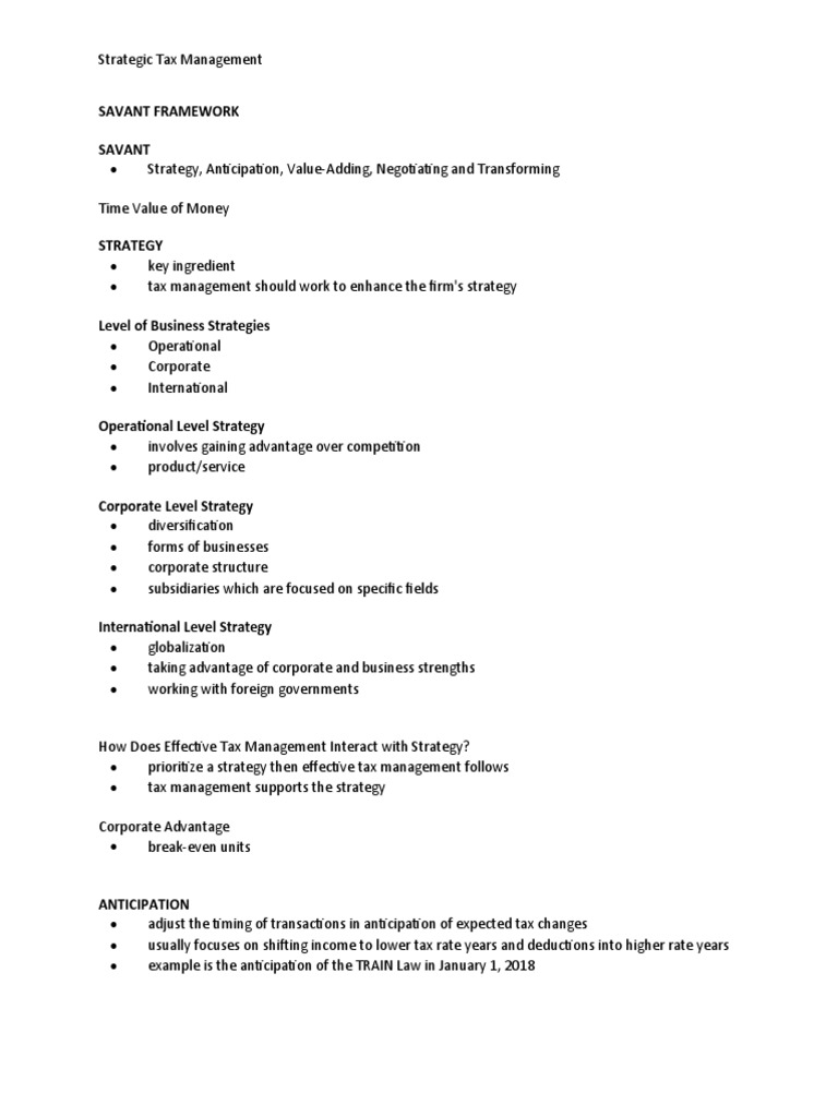 Strategic Tax Management | PDF