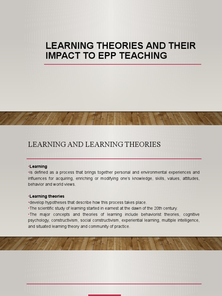 LESSON 2 Learning Theories and Their Impact To EPP Teaching | PDF ...