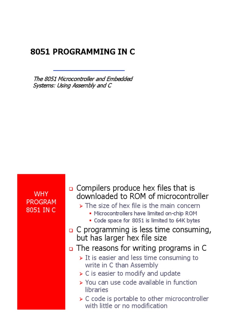 8051 Programming in C: The 8051 Microcontroller and Embedded Systems: Using Assembly and C | PDF ...