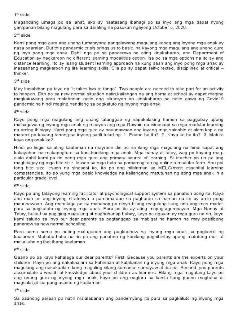 Script Role of Parents | PDF